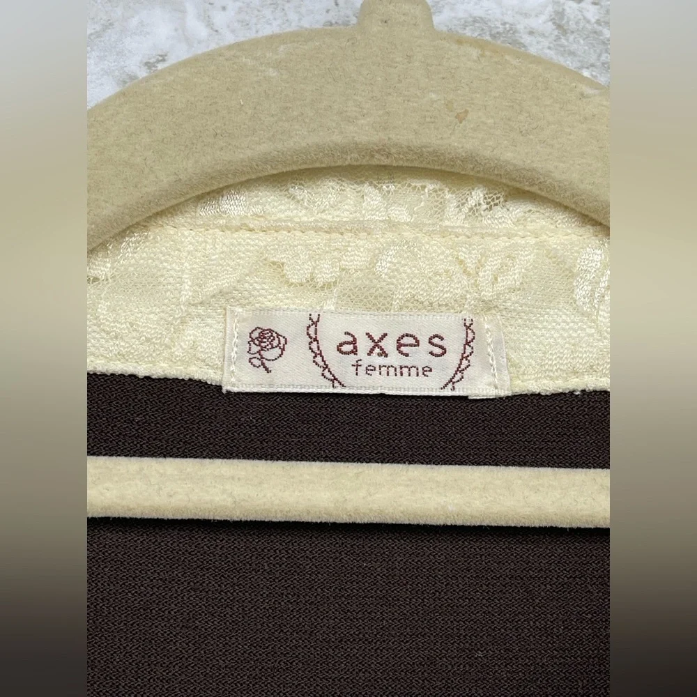 Axes Femme | Tops | Coquette Core Axes Femme Brown Cream Lace Blouse ...